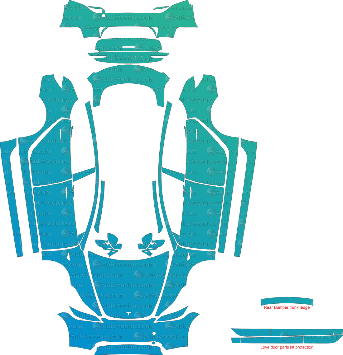 Tesla Model 3 Base (From 2024) Sedan – Pre-cut Patterns – AutoVectors